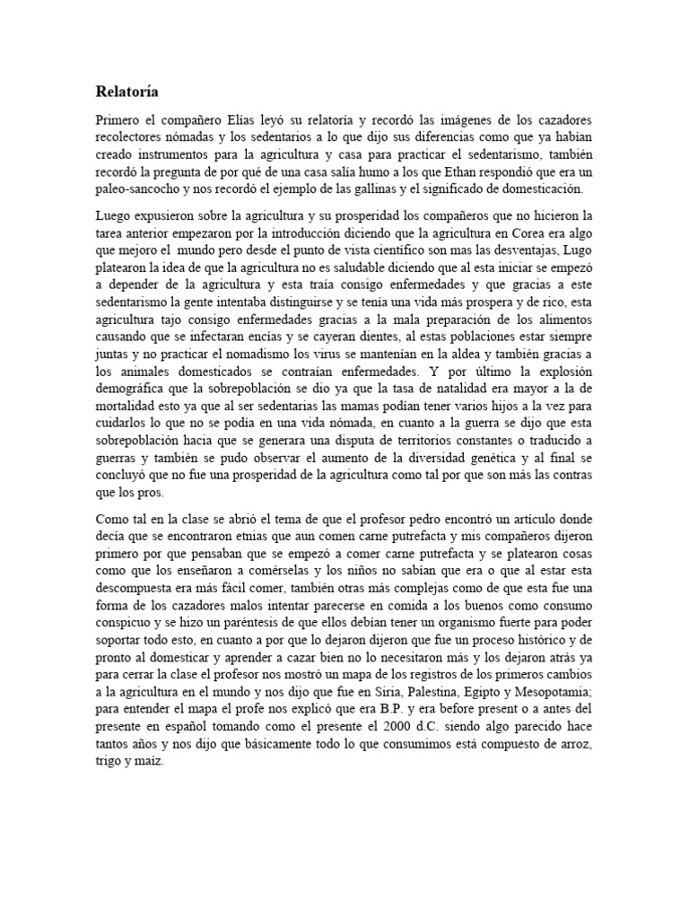 Relatoría 2 | PDF | Nómada | Agricultura