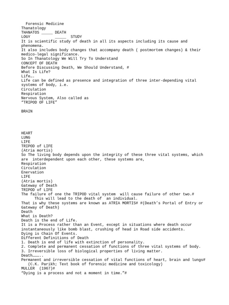 3 Thanatology (Concept of Death, Diagnosis, Brain Death) FULL | PDF ...