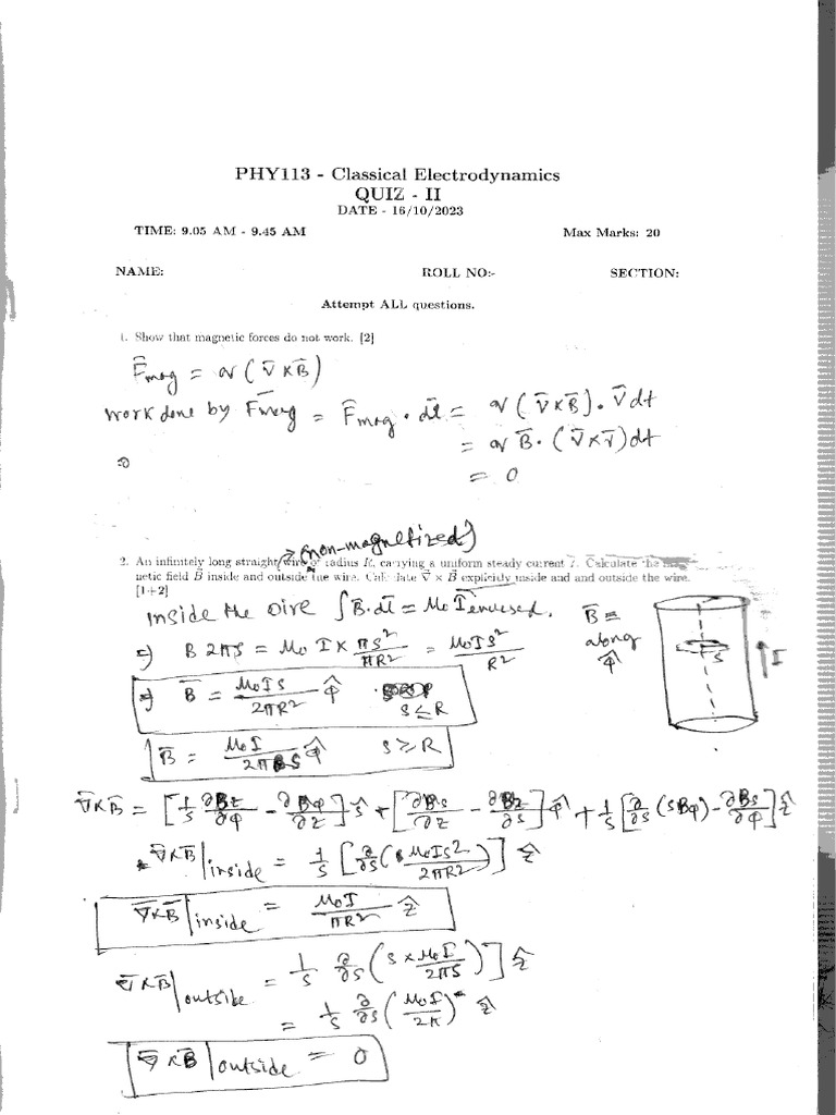 PHY113 Quiz2-Soln | PDF