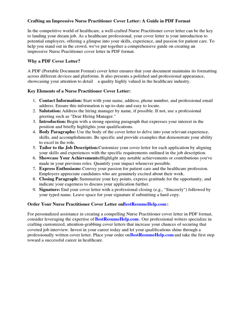 Nurse Practitioner Cover Letter PDF | PDF | Nursing | Physician