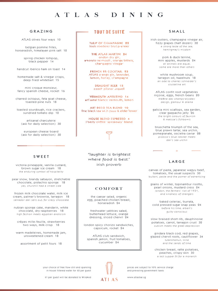 ATLAS DINING Menu | PDF | Foods | Cuisine