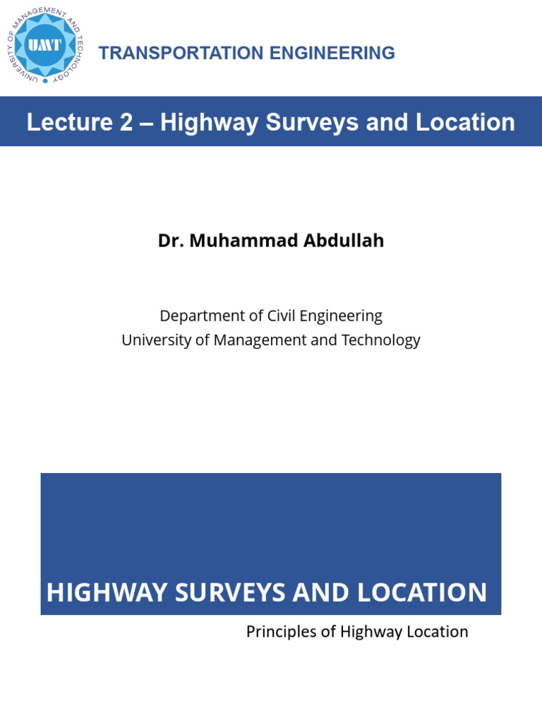 Lecture 2 - Highway Surveys and Location | PDF | Surveying | Highway