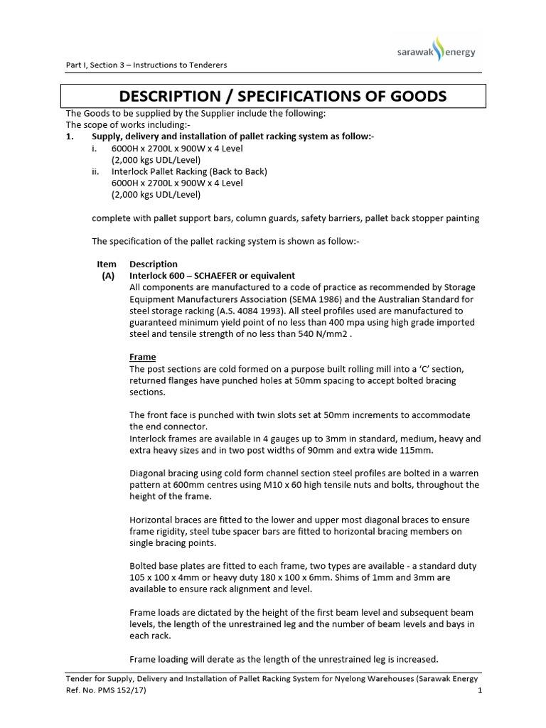 PMS152-17 Specifications of Goods | PDF | Materials | Physical Sciences