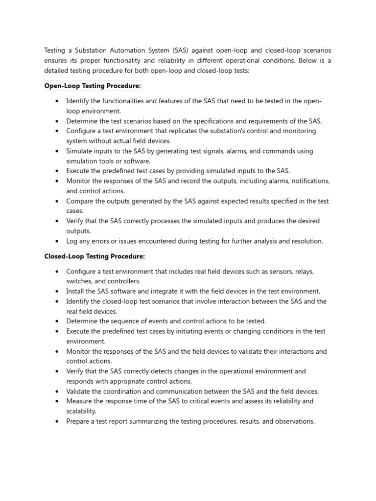 Open-Loop Testing Procedure | PDF