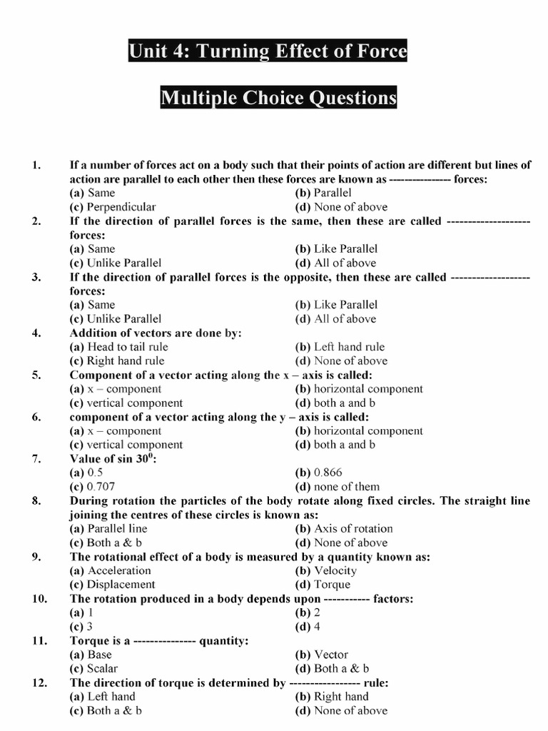 9th Phy Chap 4 Extra MCQs | PDF