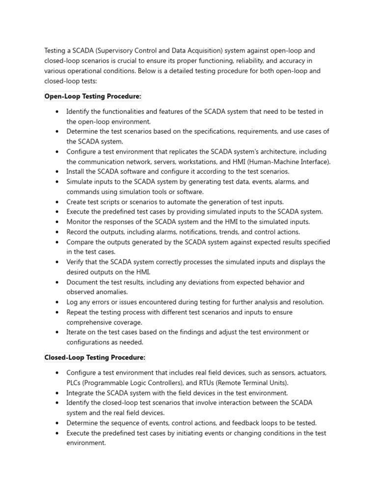 SCADA Testing Procedure | PDF | Scada | Information Technology