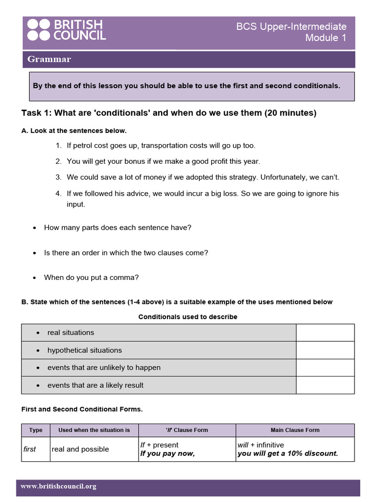 01 Conditionals | PDF | Sentence (Linguistics) | Linguistics