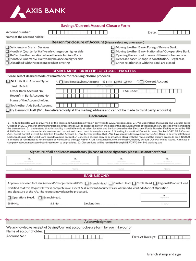 Casa Closure Form | PDF | Transaction Account | Banks