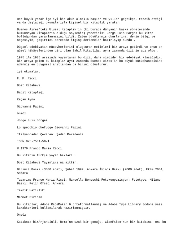 001-Babil Kitapligi 8 - Kacan Ayna - Giovanni Papini | PDF