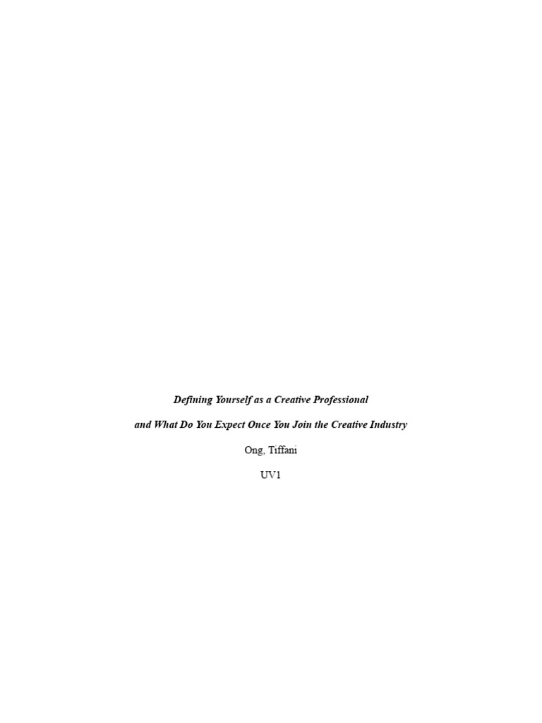 The Creative Professional: Expectations in The Creative Industry | PDF ...
