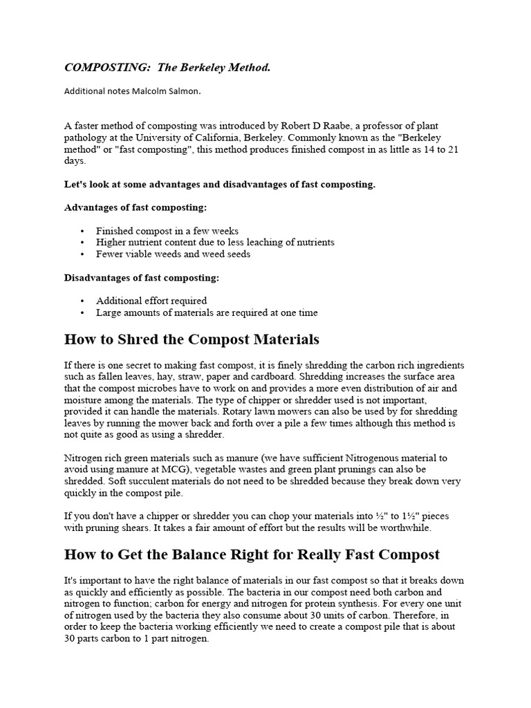 Composting 20 Berkley 20 Method | PDF | Compost | Soil