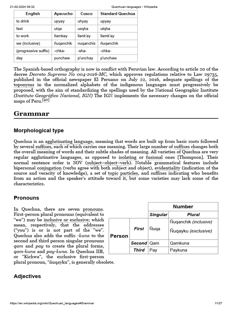 Quechuan languages grammar | PDF | Linguistic Morphology | Syntax