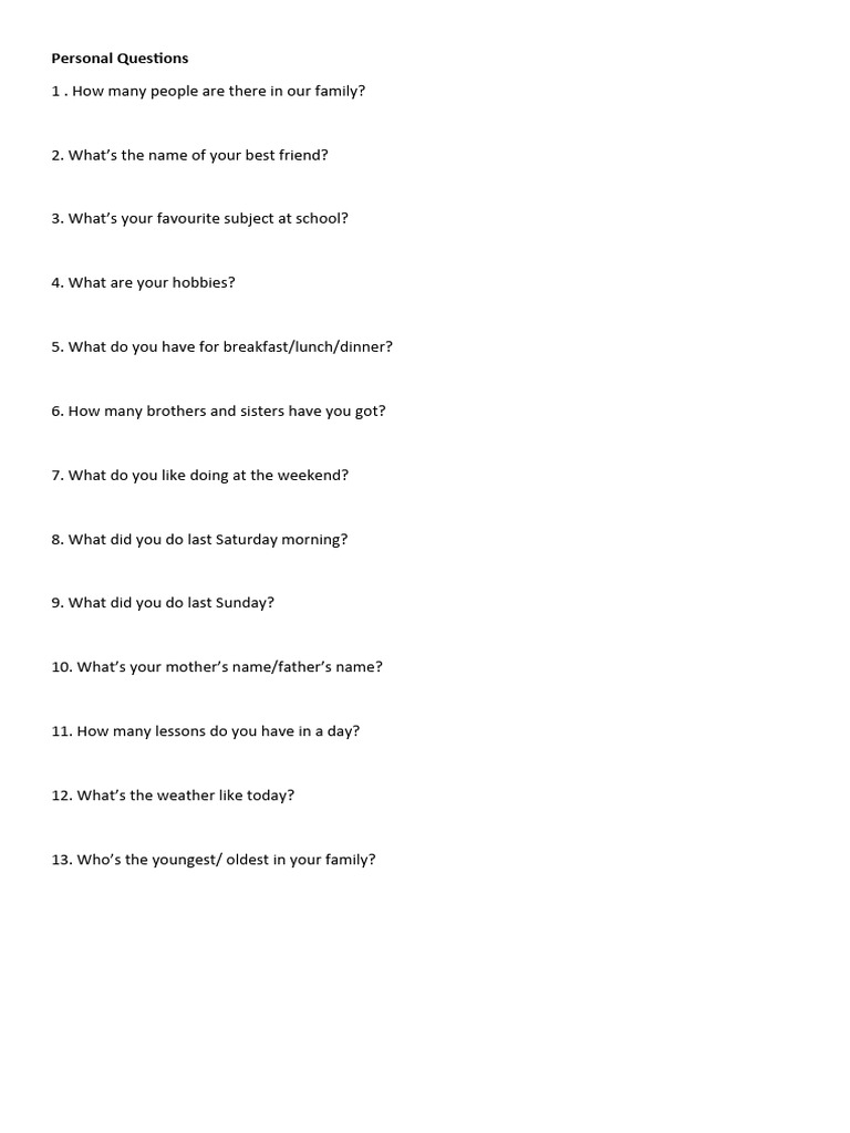 Movers Speaking Practice Questions | PDF