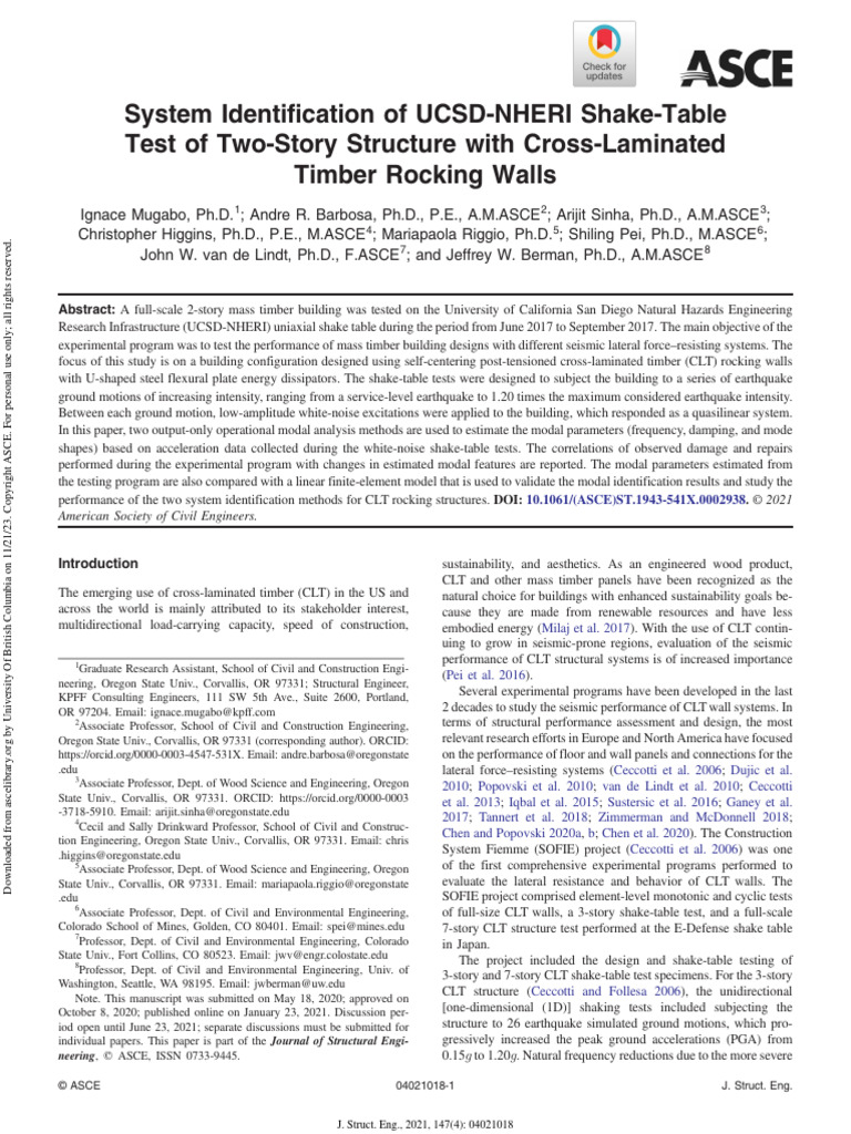 System Identification of UCSD-NHERI Shake-Table Test of Two-Story ...