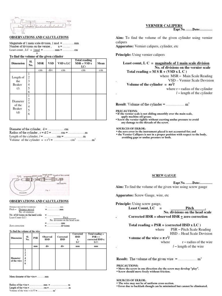 Class 11 Physics Practicals Notes | PDF | Pendulum | Weight