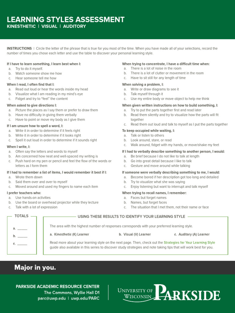 Learning Styles Assessment Guide | PDF | Learning Styles | Learning
