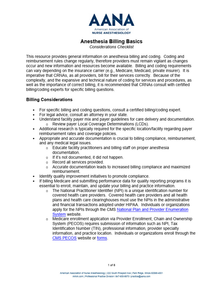 Anesthesia Billing Basics | PDF | Anesthesia | Surgery