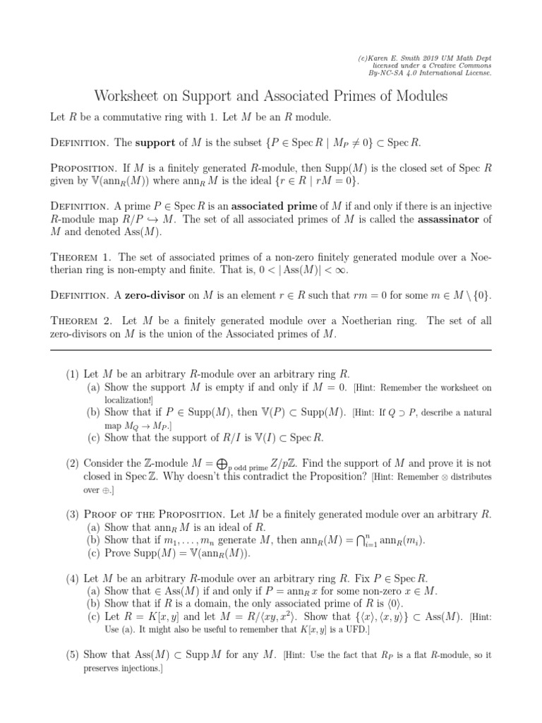 Associated Primes | Download Free PDF | Ring (Mathematics) | Module (Mathematics)