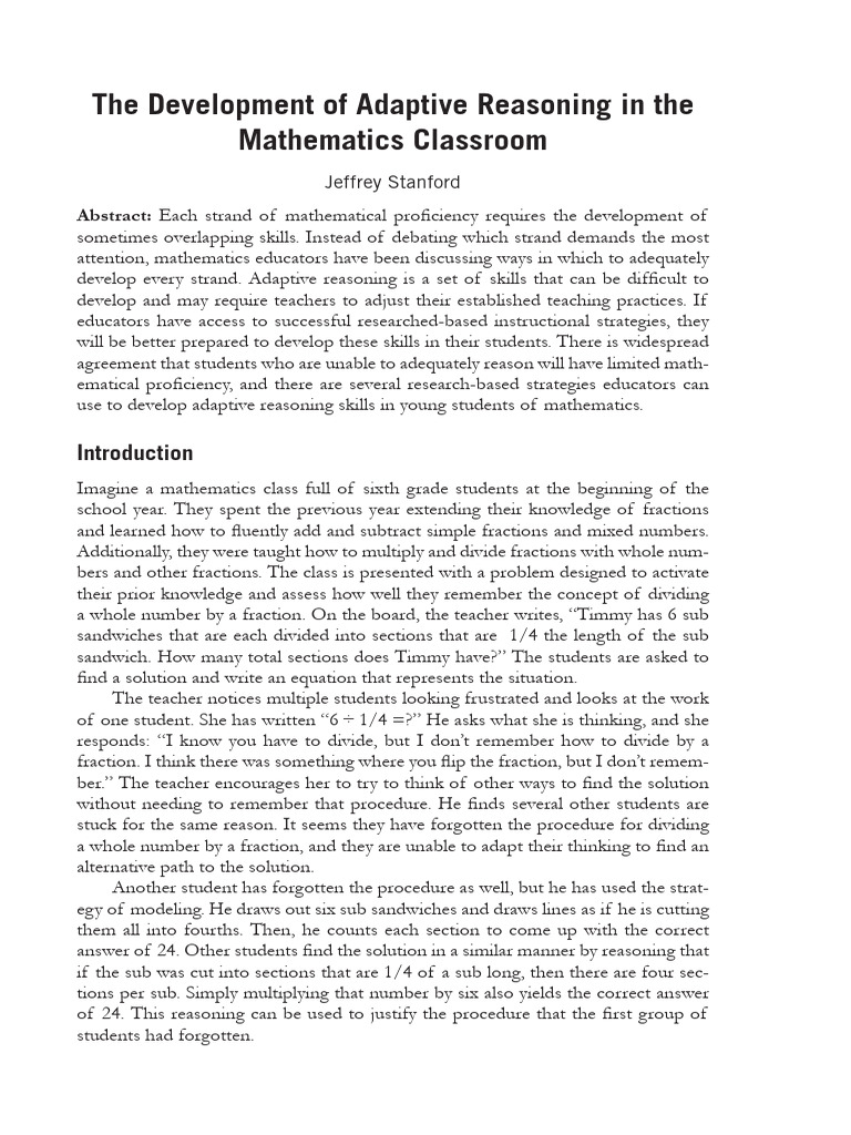 Adaptive Reasoning Article | PDF | Metacognition | Learning