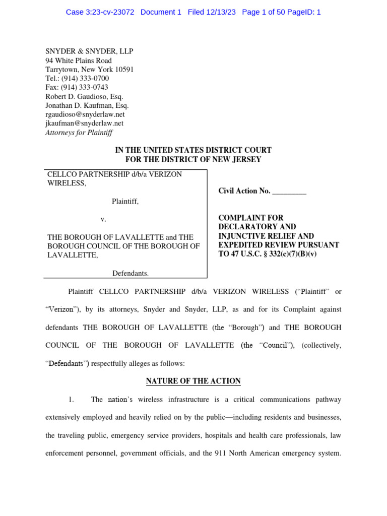 Verizon-Lavallette 5G Lawsuit | PDF | Federal Communications Commission ...