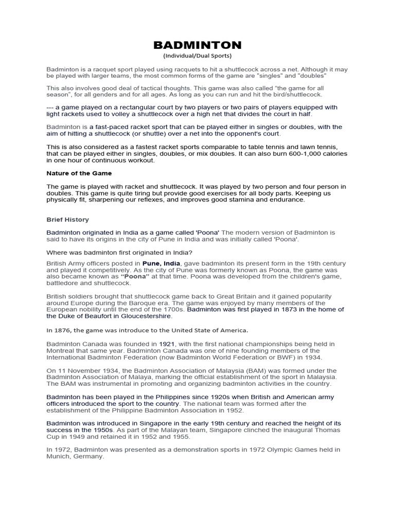 Badminton Pe 3 | PDF | Entertainment | Sports