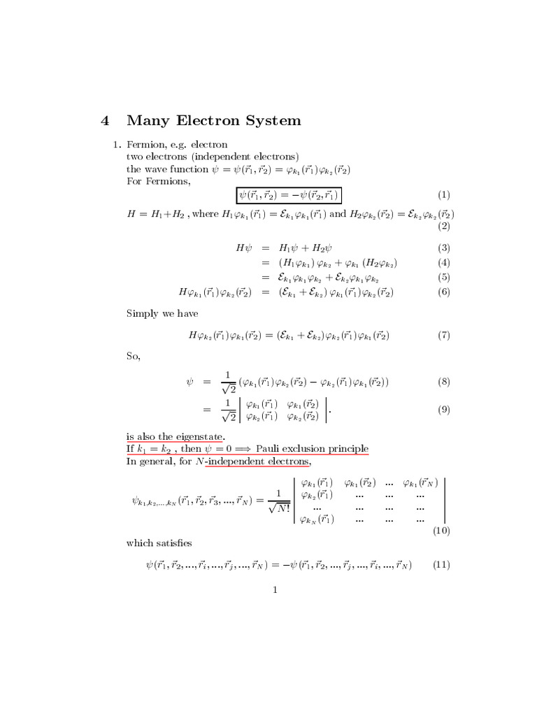 Many Electron System | PDF