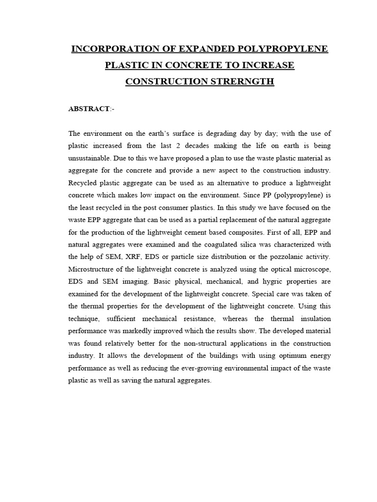 Incorporation of Expanded Polypropylene To Concrete | PDF | Concrete ...