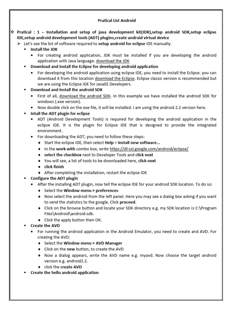 Pratical List | PDF | Eclipse (Software) | Integrated Development ...