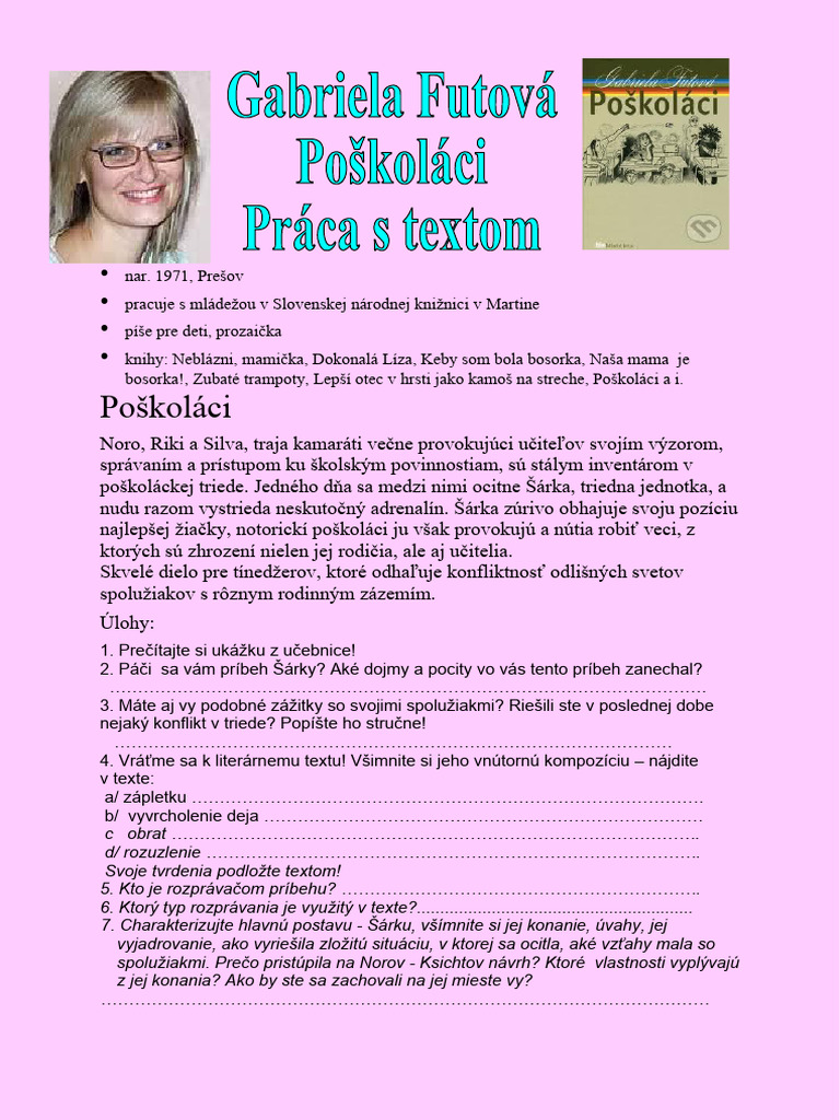 SJL - 7 - Gabriela - Futova - Poskolaci - Pracovny - List 2 | PDF