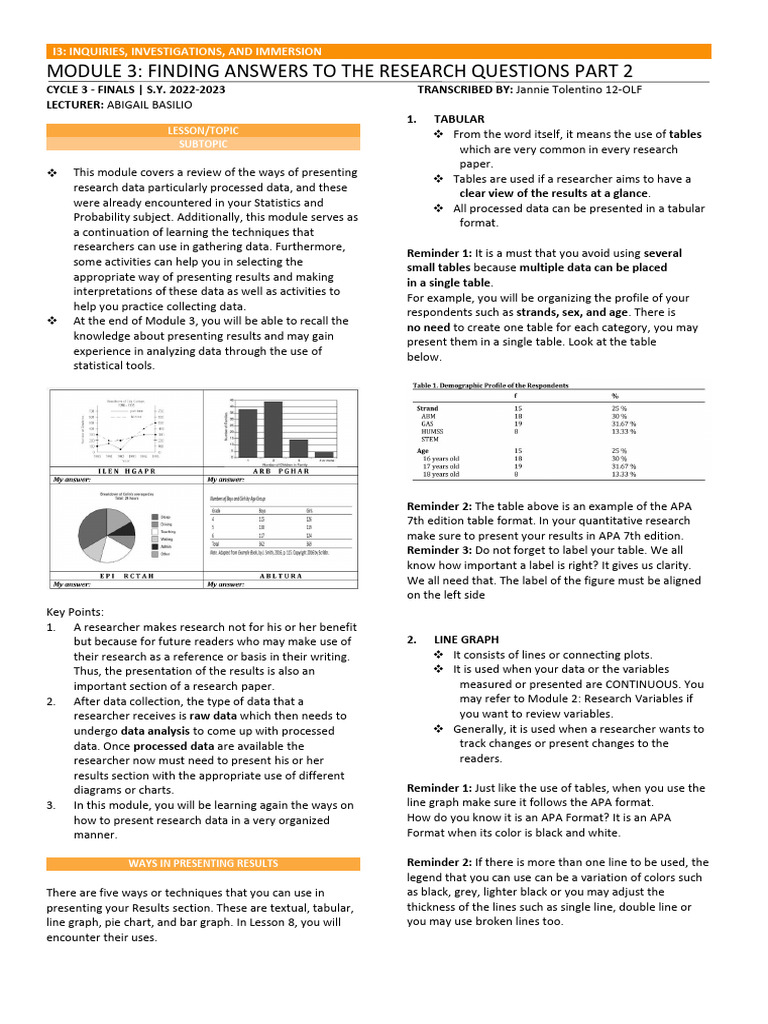 I3 Module 1 | PDF | Chart | Pie Chart
