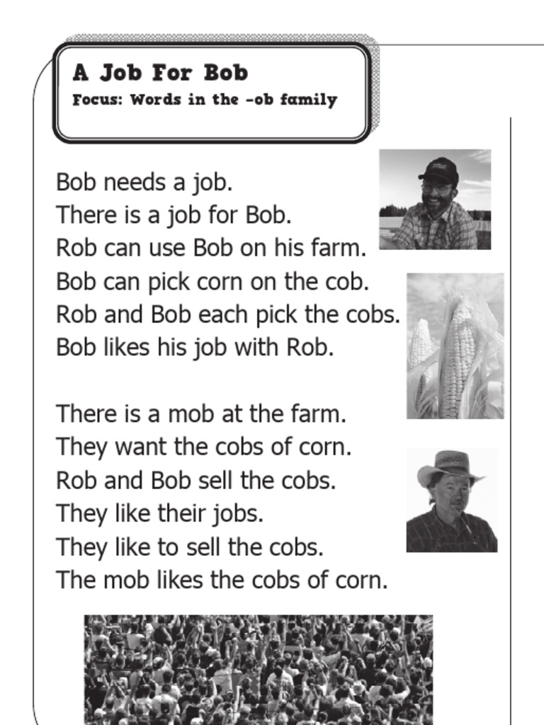Gr1 Wk11 A Job For Bob | PDF