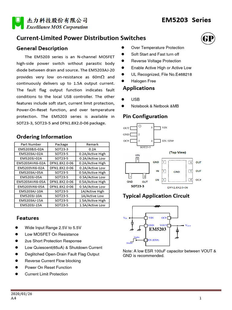 EM5203 Series | PDF | Field Effect Transistor | Capacitor