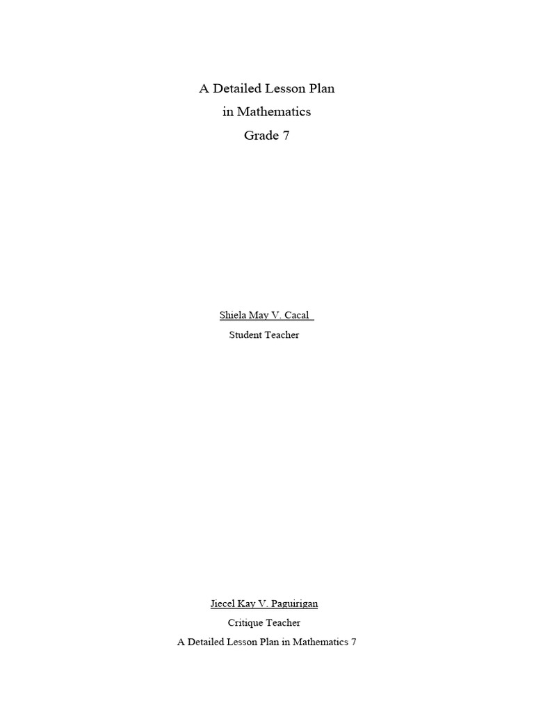 A Detailed Lesson Plan | PDF | Numbers | Rational Number