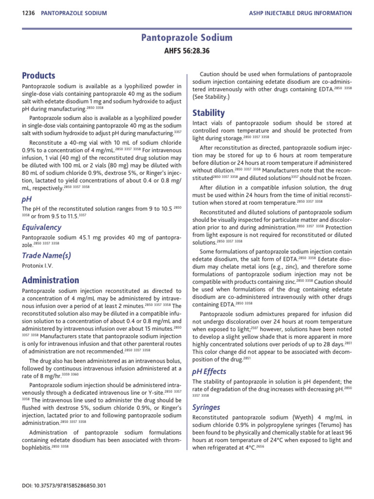 Pantoprazole Sodium Stability | PDF | Intravenous Therapy ...