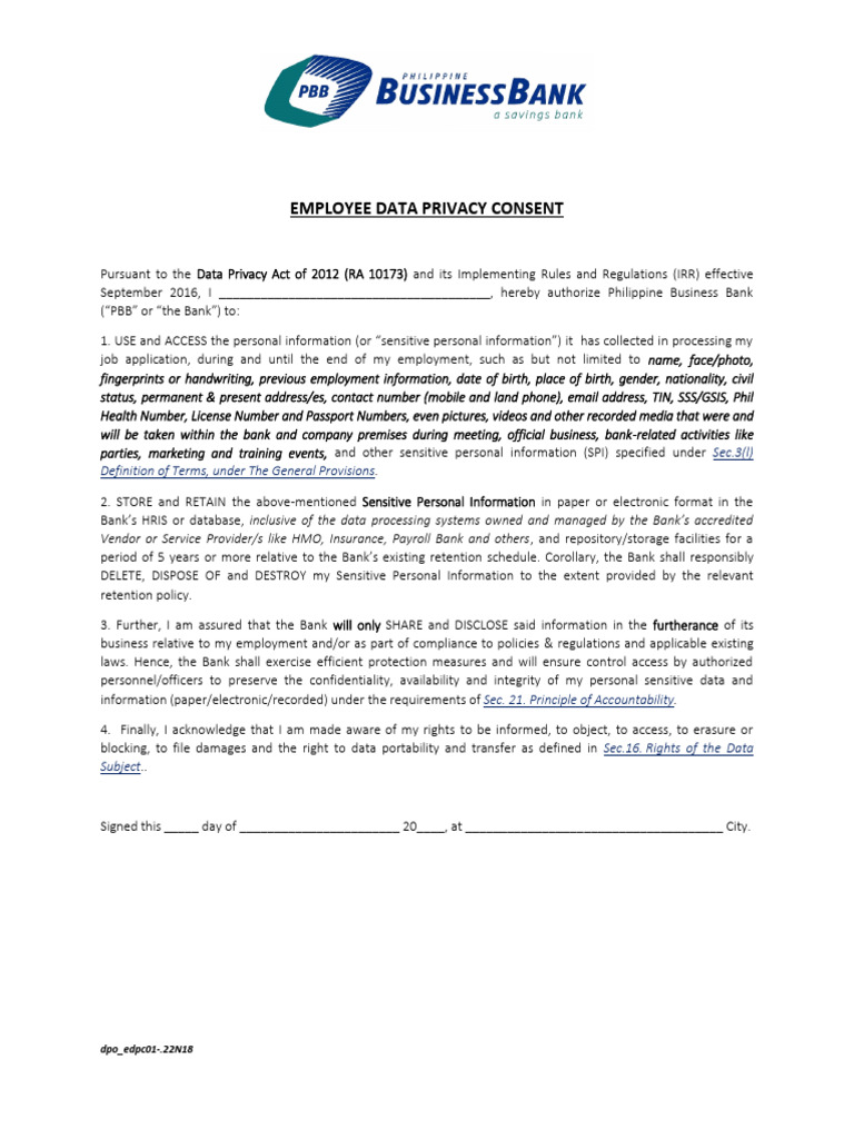 EDPC Form | PDF | Information | Information Privacy