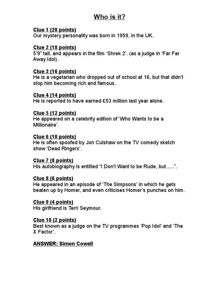 Who Is It 59 | PDF