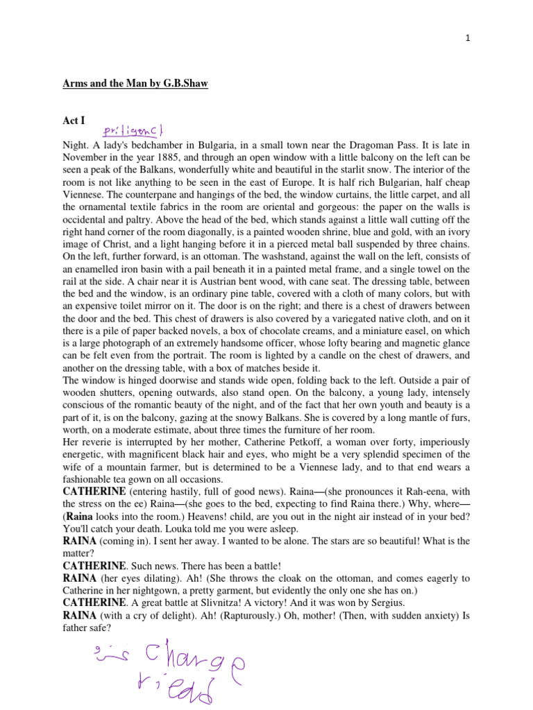 Arms and The Man by G.B.Shaw Text | PDF | Sleep | Bed