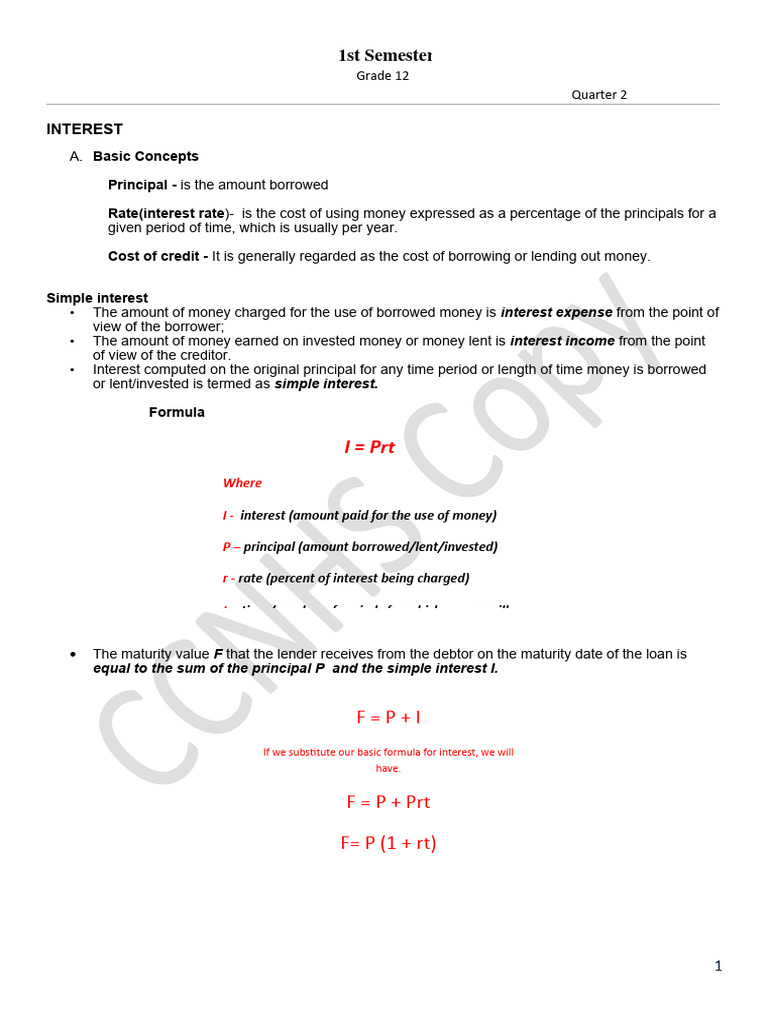 INTEREST | PDF | Interest | Loans