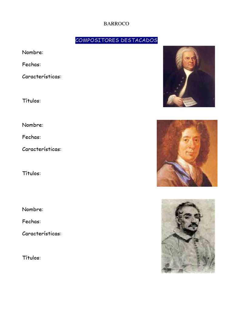 Compositores BARROCO | Descargar gratis PDF | Musica barroca | Johann ...