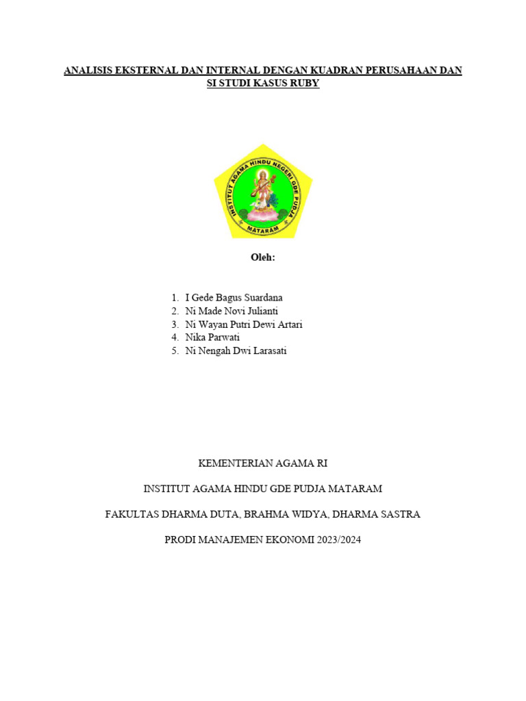 Analisis Supermarket Ruby Mataram | PDF