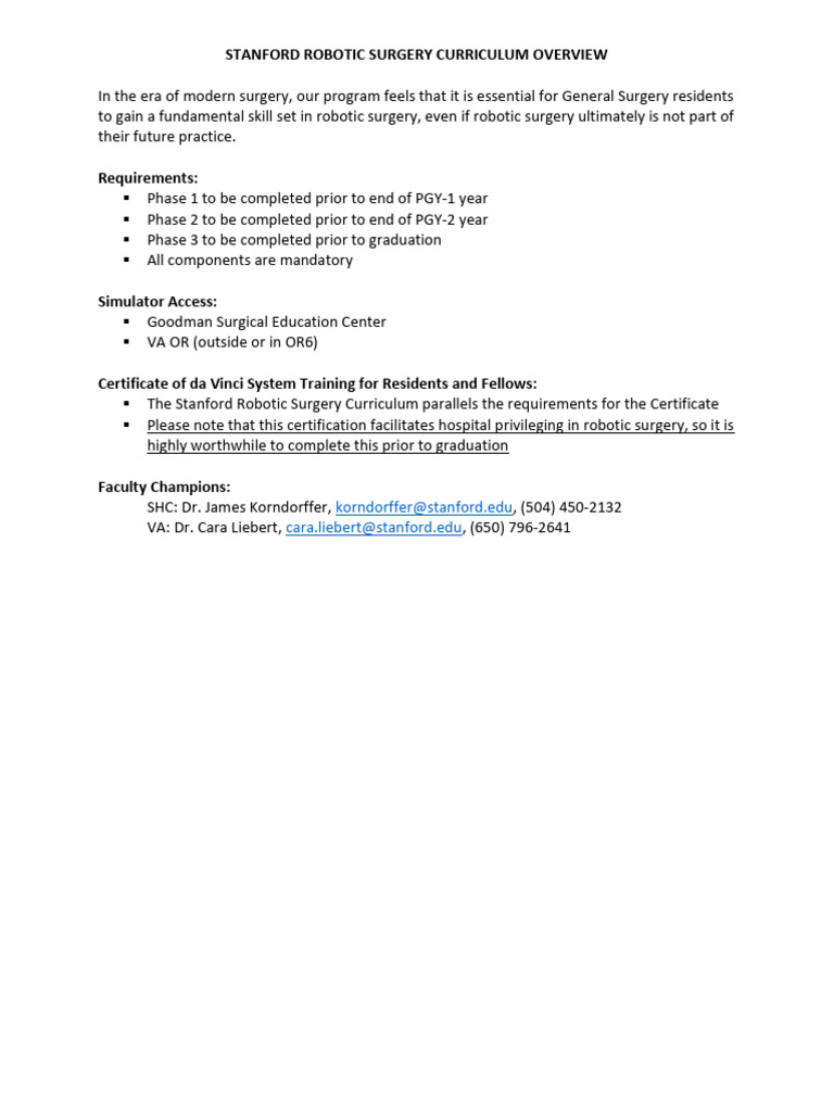 Robotic Curriculum Combined Docs Pdf Login Surgery 
