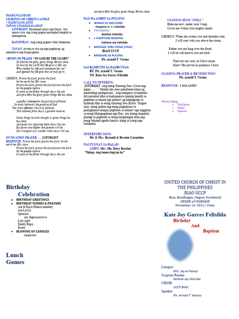 KATE 1st Birthday | PDF | Christian Belief And Doctrine | Theology