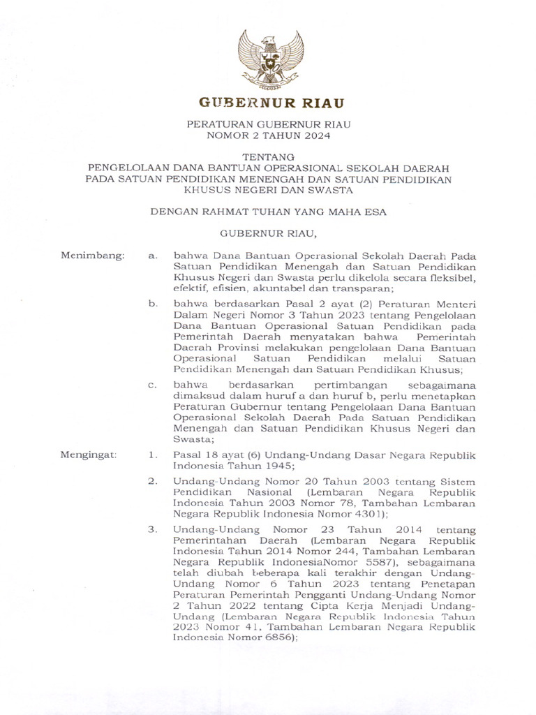Pergub Bosda No. 2 THN 2024 | PDF