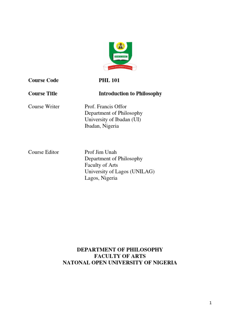 PHL 101 Introduction To Philosophy | PDF | Knowledge | Reason