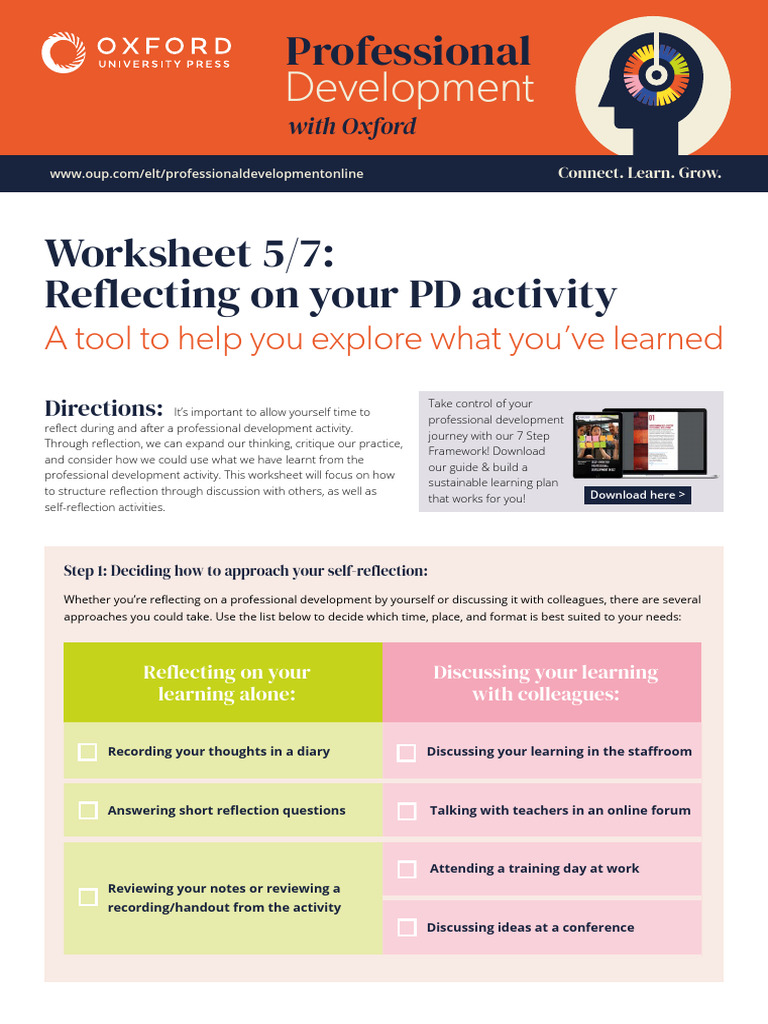 PD Worksheet 5 Reflecting On Your PD | Download Free PDF | Cognition ...