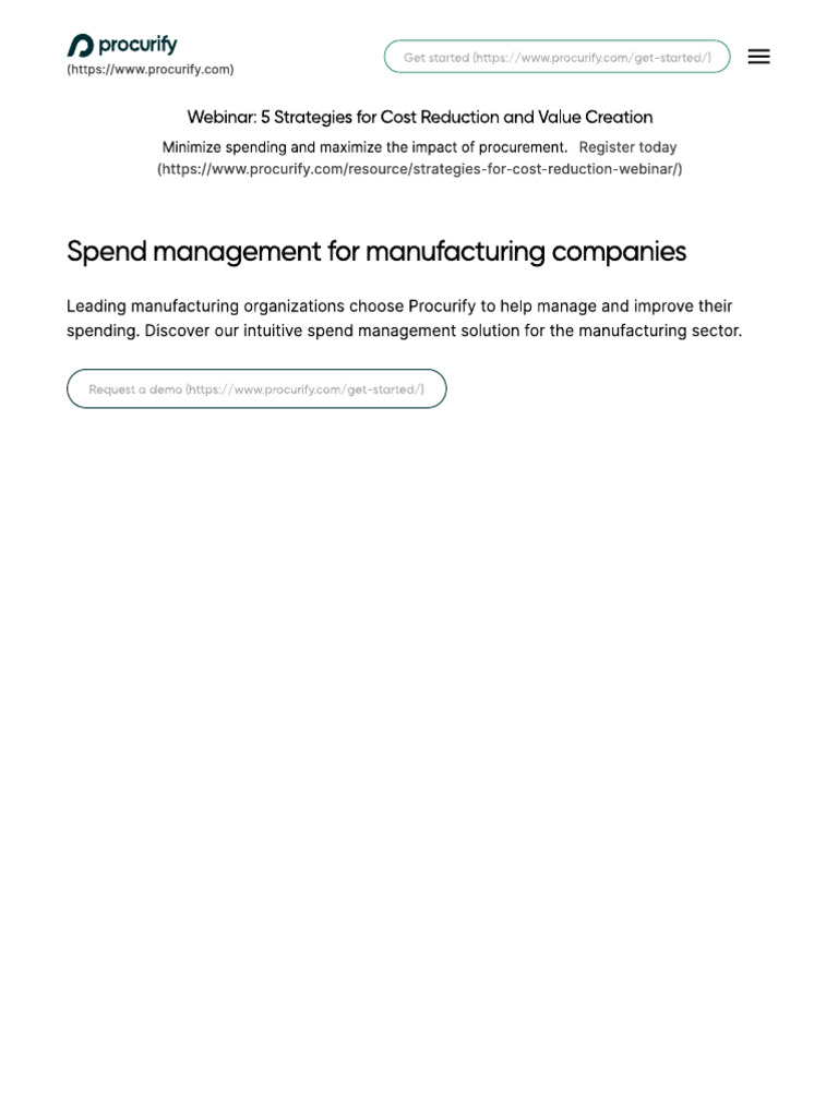 Spend Management For Manufacturing Companies - Procurify | PDF