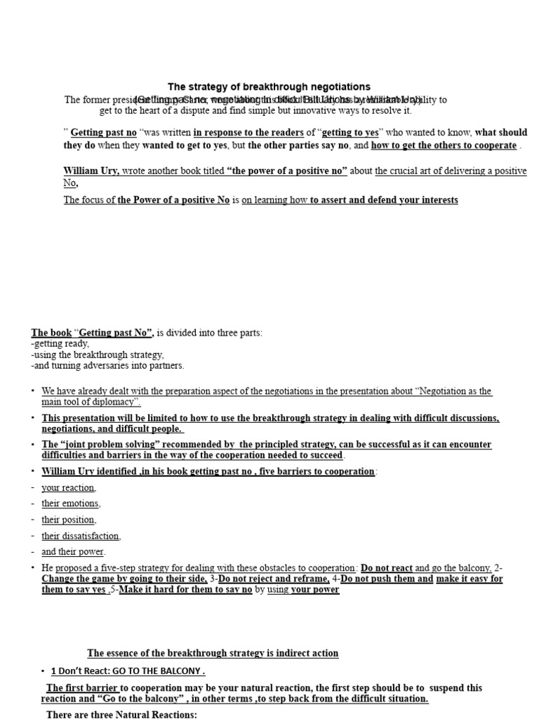 5 - The Strategy of Breakthrough Negotiations | PDF | Negotiation
