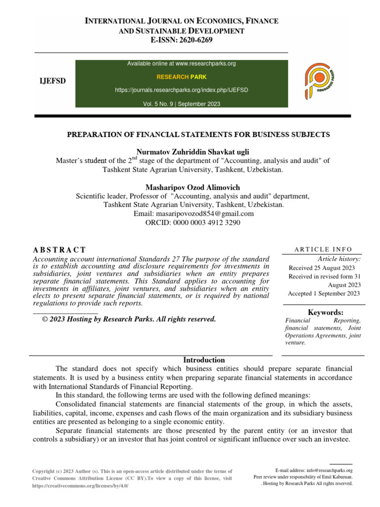 Preparation of Financial Statements For Business Subjects | Download ...