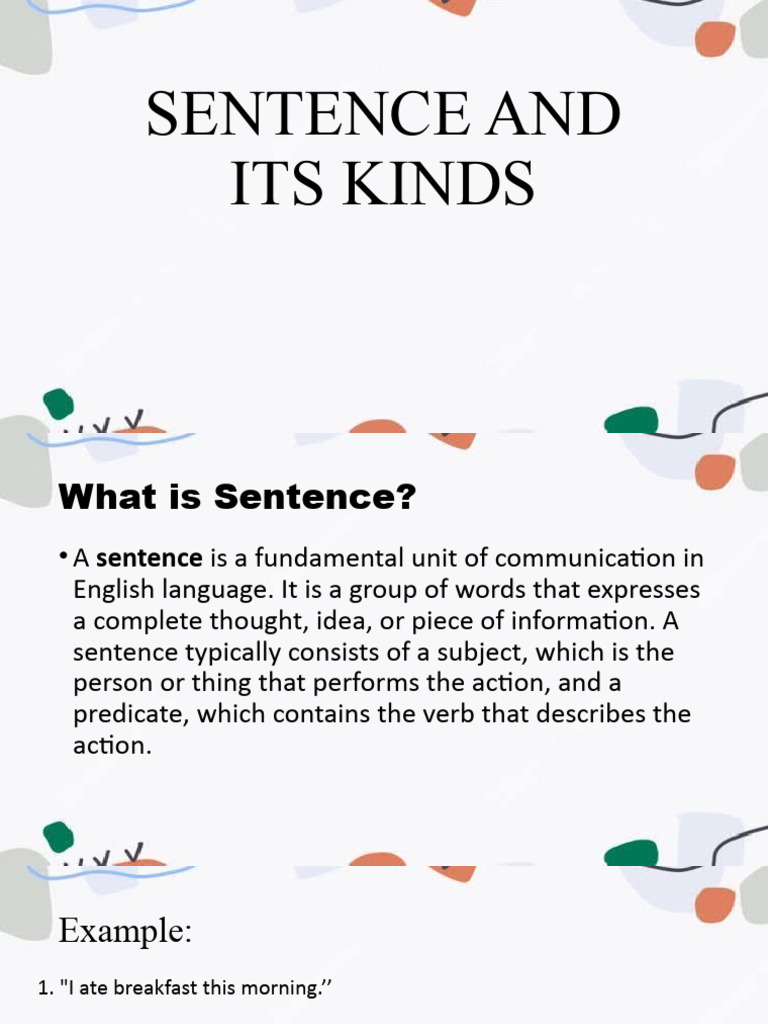 Sentence and Its Kinds | PDF | Sentence (Linguistics) | Question
