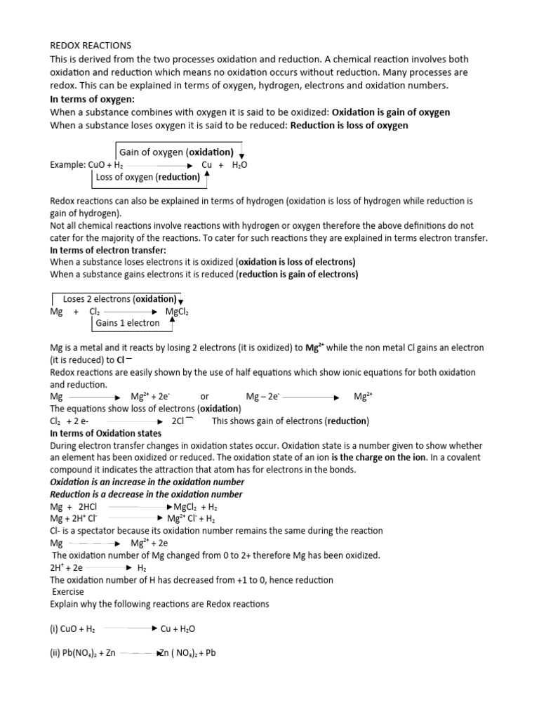 Redox | PDF | Redox | Chemical Reactions